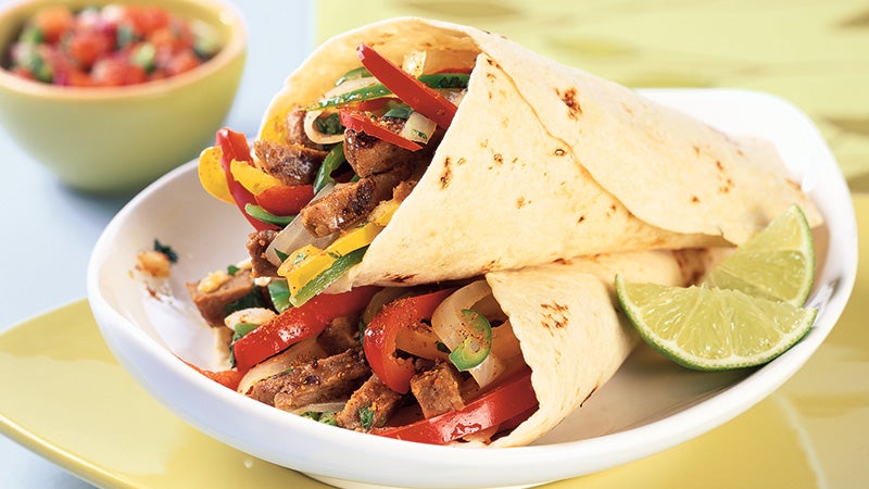Three-Pepper "Burger" Fajitas Recipe