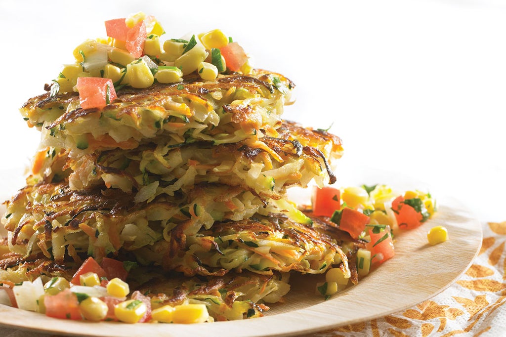 Vegetable Rosti with Tomato-Corn Relish Recipe