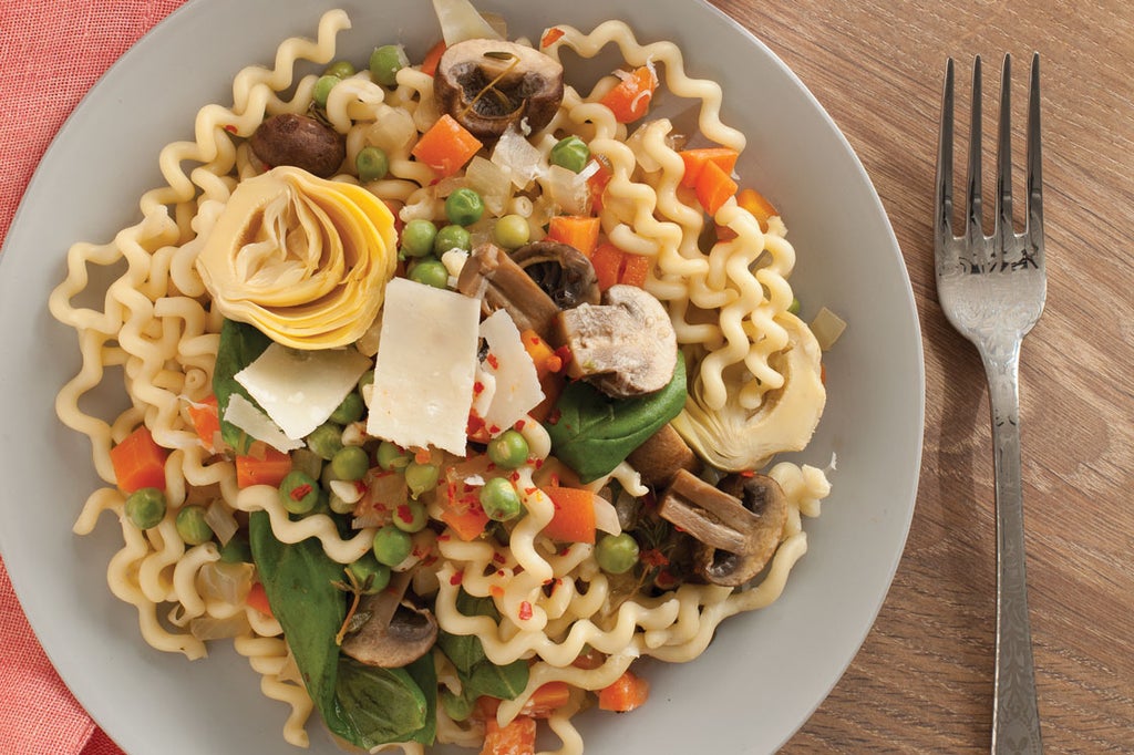 Fusilli Col Buco with Braised Spring Vegetables Recipe