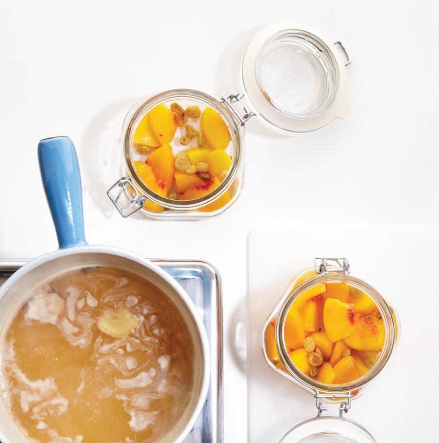 Pickled Peaches and Golden Raisins Recipe