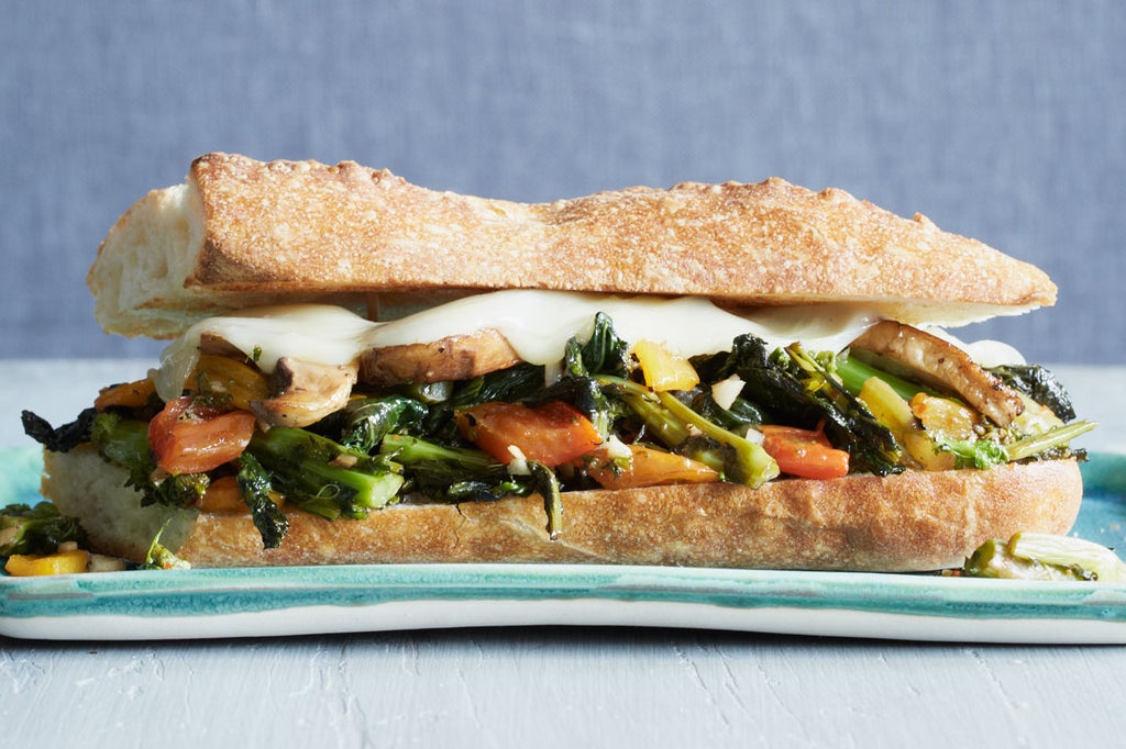 Philly-Style Broccoli Raab, Provolone, and Portobello Sandwiches Recipe