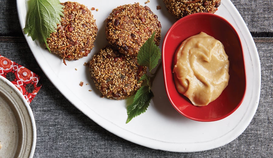 Sesame Rice and Adzuki Bean Cakes with Miso Sauce Recipe