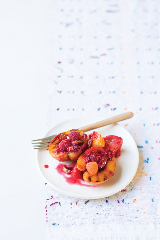 Grilled Peach and Raspberry Fruit Salad Recipe