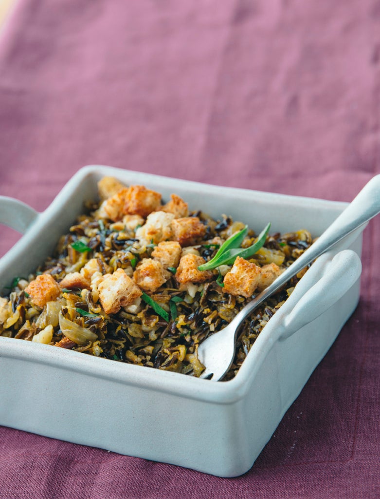 Wild Rice–and-Sage Stuffing with Crunchy Croutons Recipe